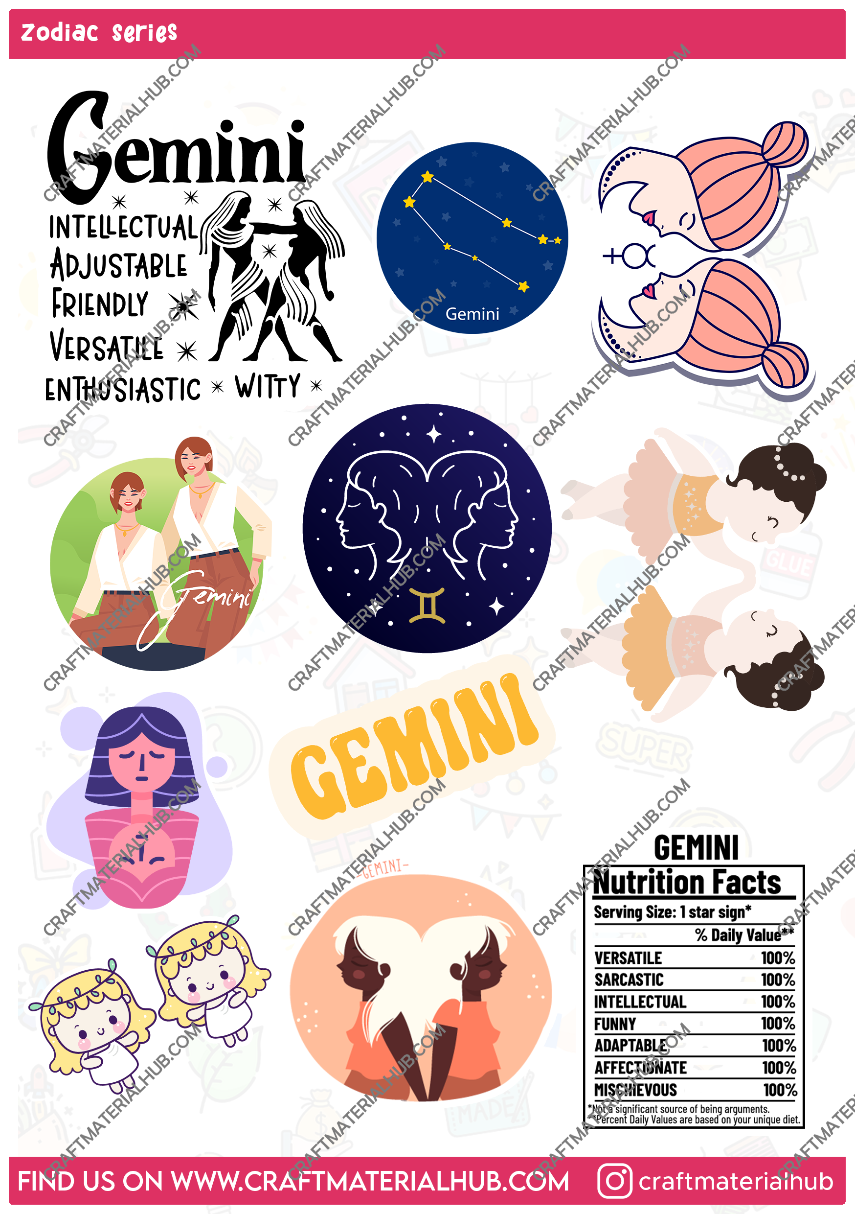 Gemini Sticker Sheet – Craft Material Hub