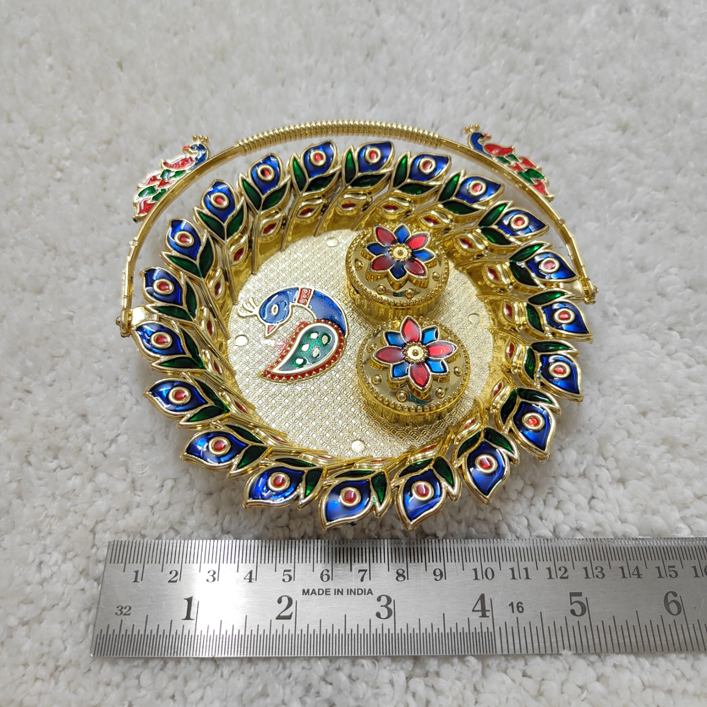 Plate 74 - Peacock Meena Basket Plate - Craft Material Hub