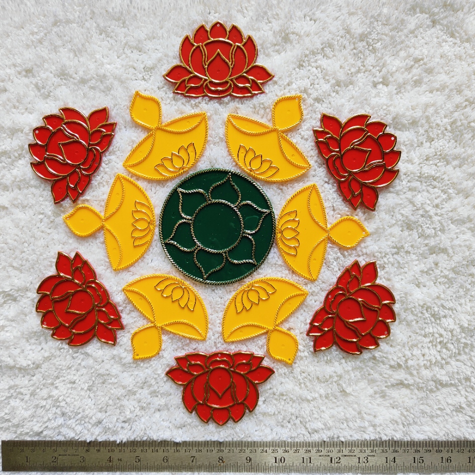 Rangoli : Royal Diya Lotus (6 + 6 + 1) - Craft Material Hub