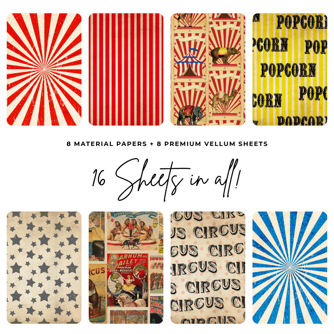 16 Premium Material Papers - Vintage Circus Theme